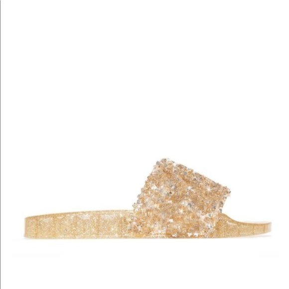 Shoes | Restocked Embellished Sparkle Slides In Gold | Poshmark